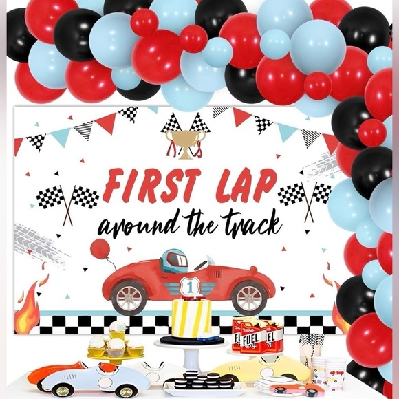 Party Supplies | Nwt First Lap Around The Track Race Car 1st Birthday ...